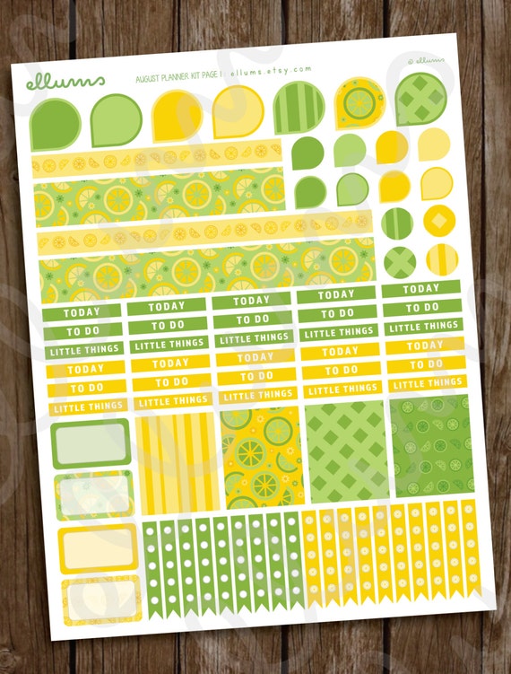 August Kit Planner Stickers 1 PRINTABLE Instant Download