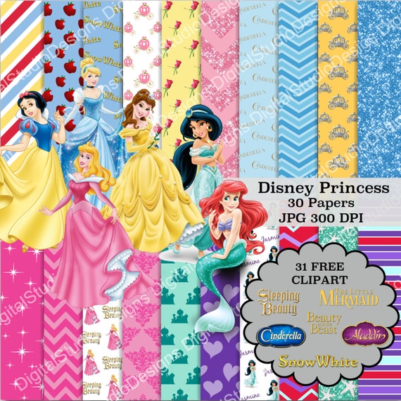 Disney Princess Digital Paper Pack 30 by DigitalStudioDesigns
