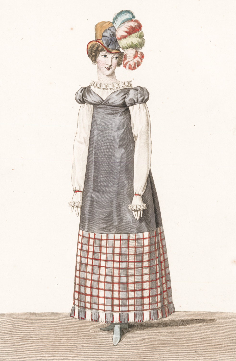 Vintage Print of a Scottish Maiden Costume C. 1815