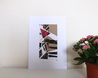 Abstract lino cut | Etsy