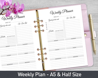 A5 Weekly Planner Printable Weekly Planner by ProGraphicDesign