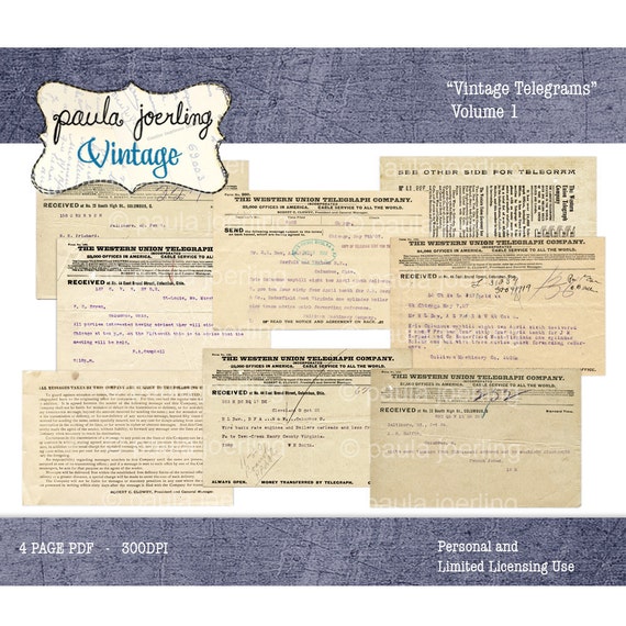Vintage Western Union Telegram Printable Digital Download