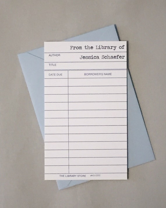 Borrower's Card Library Date Due Check Out Card Note Card