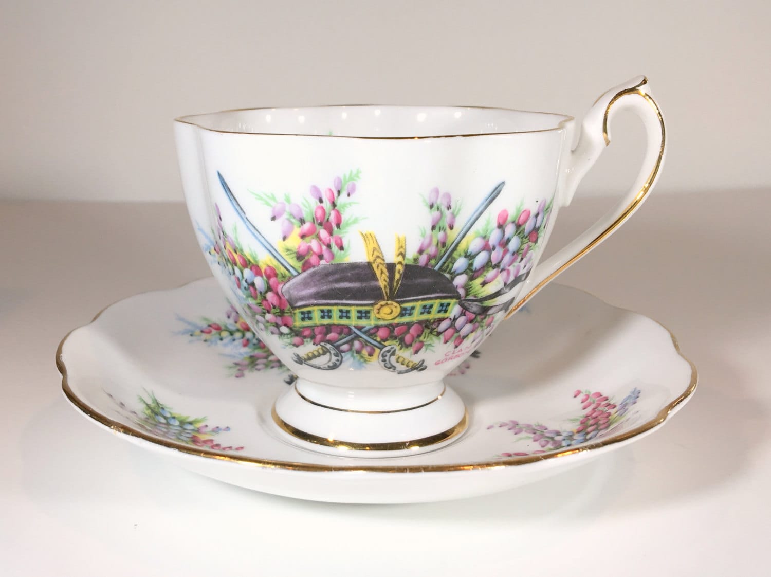Clan Gordon Tea Cup and Saucer, Glengarrys Pattern, Queen Anne Cups ...