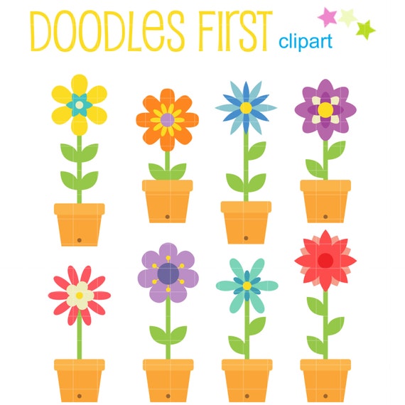 Spring Garden Flowers Digital Clip Art for Scrapbooking Card