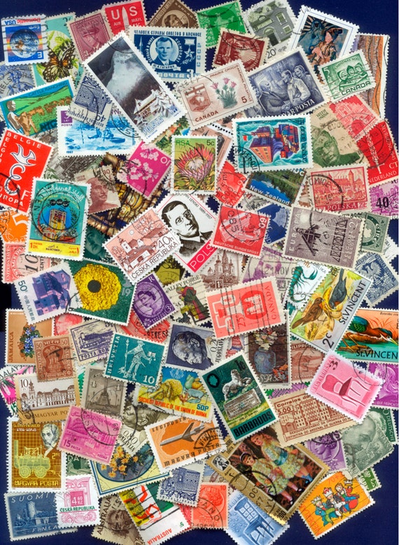 100 Different Worldwide Postage Stamps Arts and Crafts
