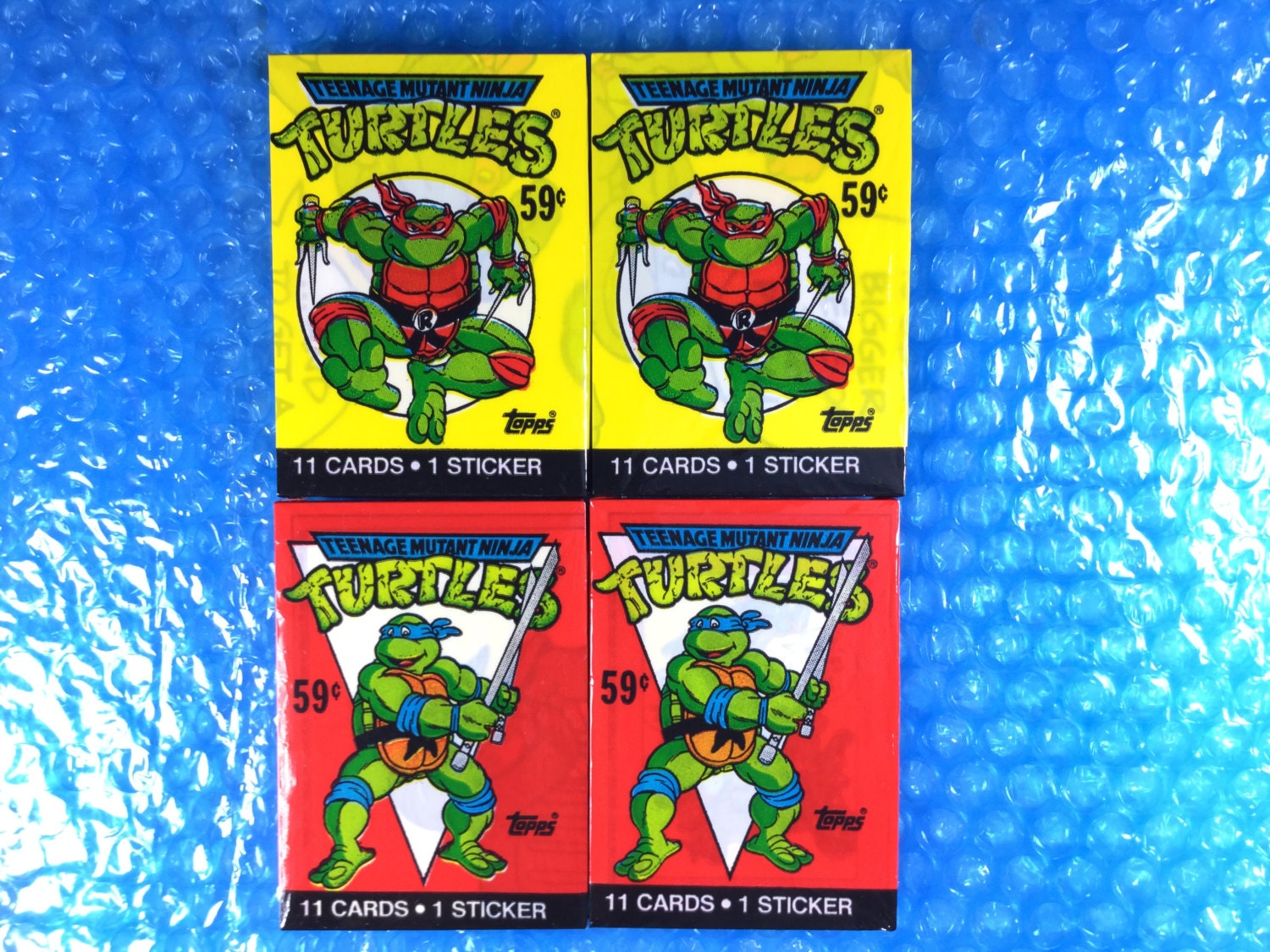 1989 4 Packs TMNT Trading Cards and Stickers Cool Color
