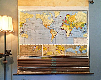 Pull down map | Etsy