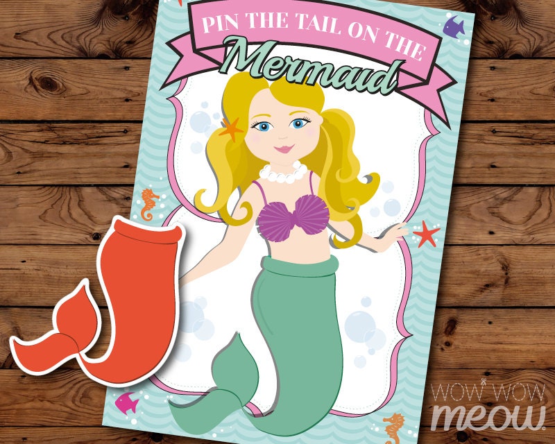 Pin The Tail On The Mermaid INSTANT DOWNLOAD Printable