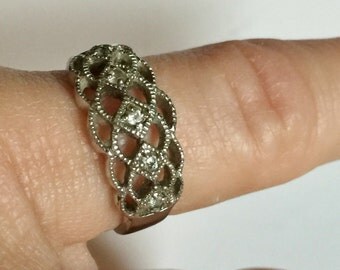 Diamond chip ring | Etsy