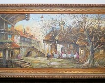 HUGE Vintage Oil Painting - C. Walter Blesh, Oil on Canvas, European ...