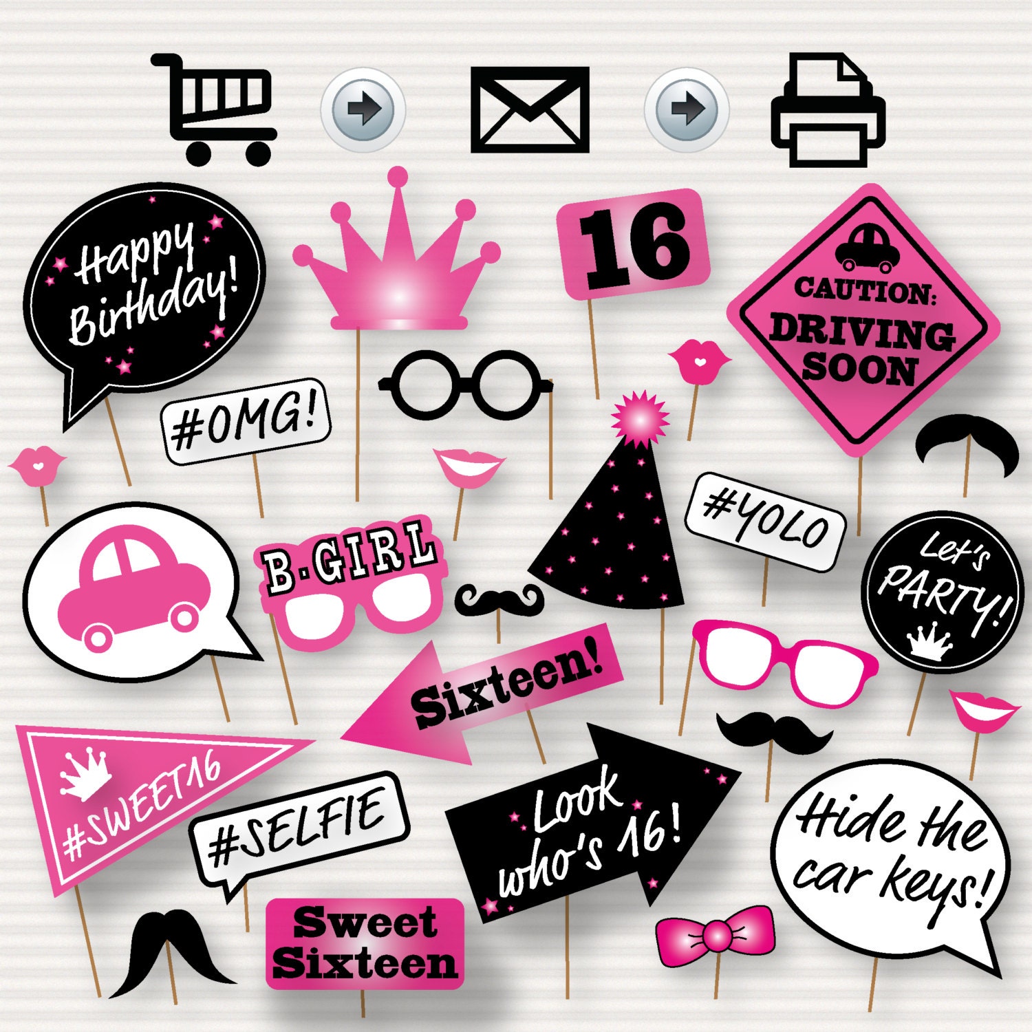 Free Printable Photo Booth Props Sweet 16 Free Printable Templates