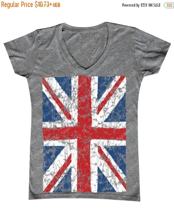 Distressed Union Jack Flag Ladies' V-neck by IMakeItYouNameIt