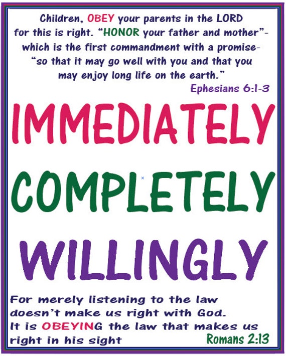 Children Obey Your Parent Scripture Printable. Instant