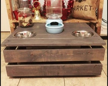 Popular items for rustic dog feeder on Etsy