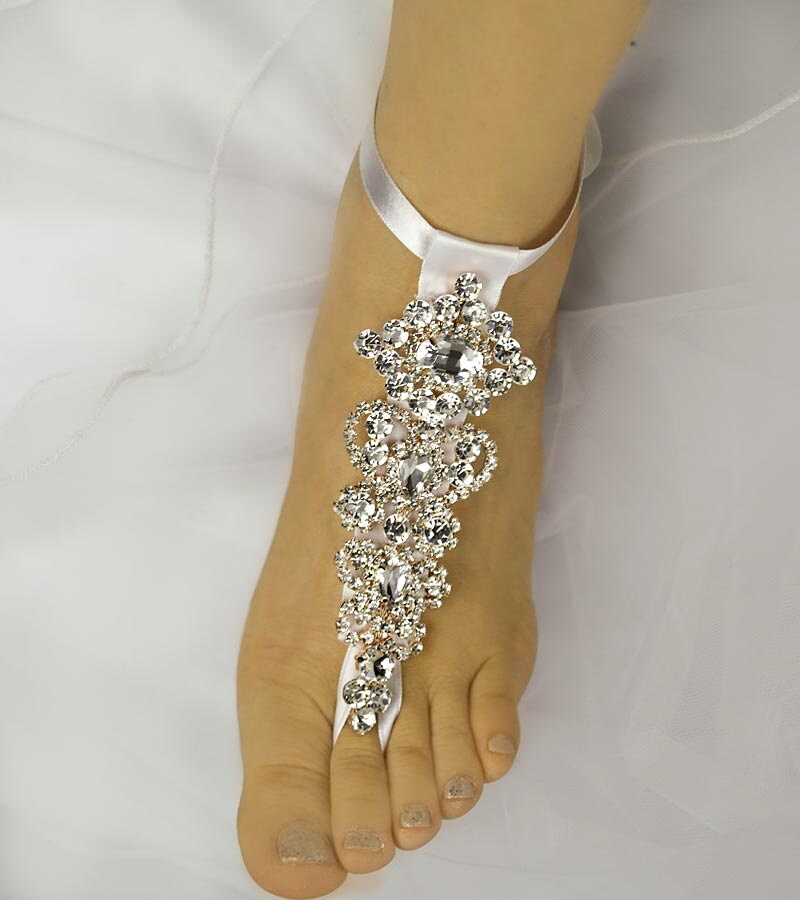 Wedding Barefoot Sandals Rhinestone Foot JewelryROSE by Kimsically