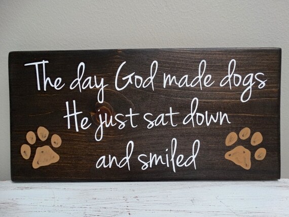 Rustic Wood DOG SIGN with Hand Painted Paw Prints The
