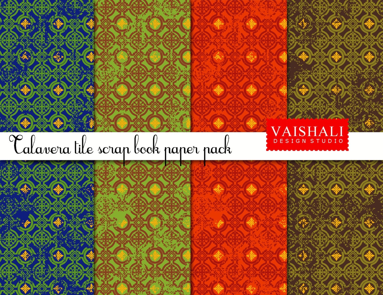 Brocade pattern rich colours seamless pattern 5 sheets