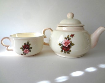 Pink rose tea set | Etsy