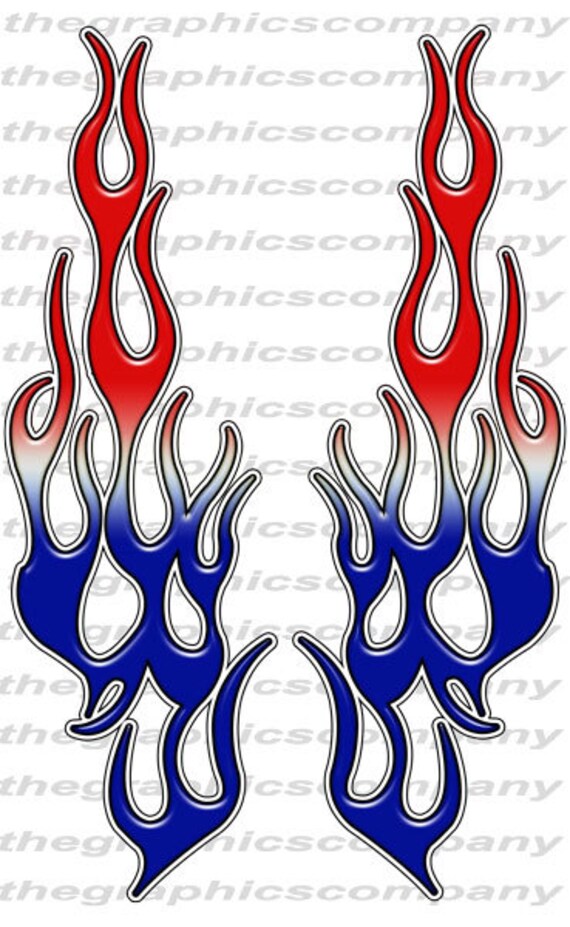 Red White Blue Flames 12 Decal Stickers Graphics 3M