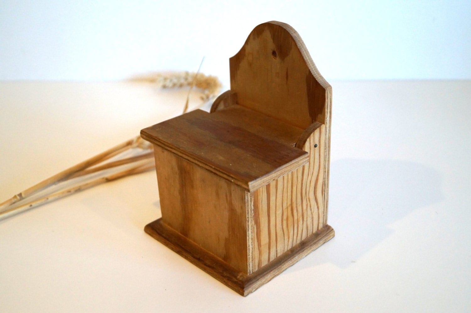 Salt Container. Vintage Wooden Salt Box. Lidded Box. Rustic