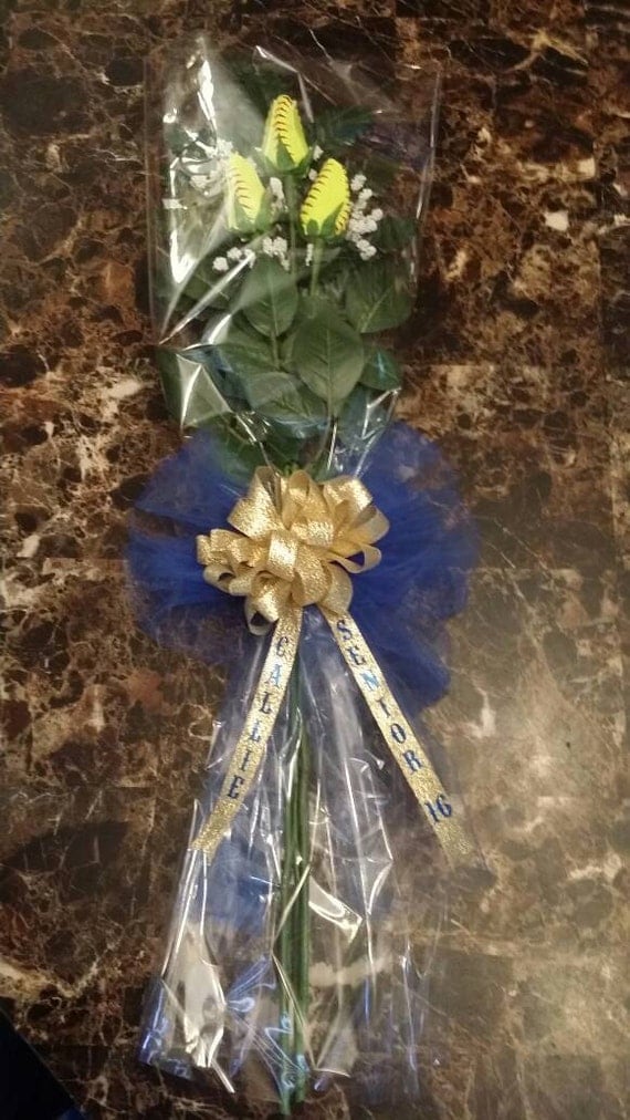 Softball Rose bouquet with 3 softball