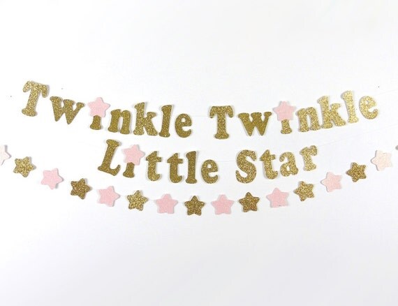 Twinkle Twinkle Little Star Gold Glitter Banner by GlitterDrops