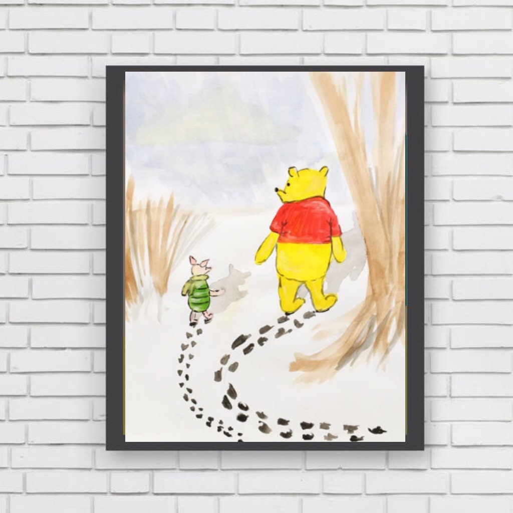 WINNIE the POOH and PIGLET in the snow original Disney