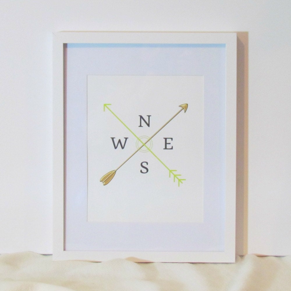 Compass Arrows Print NSEW North South East by RowanTreePrintables