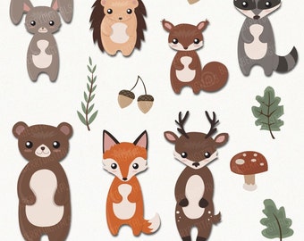 Woodland animals clip art | Etsy