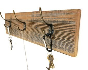 Reclaimed wood coat rack | Etsy