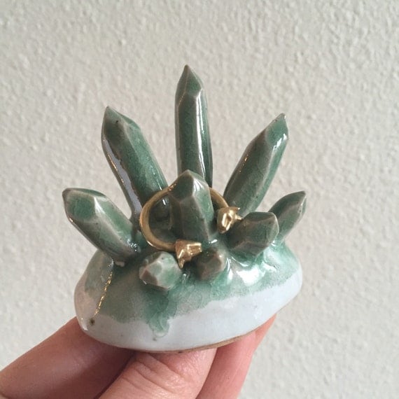 Items similar to Small Crystal Hand Sculpted Ceramic Ring Holders on Etsy