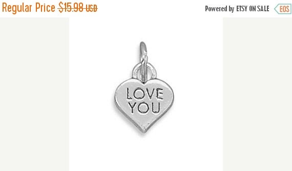 NOW ON SALE Sterling Silver Love You Heart Charm by jewelrymandave