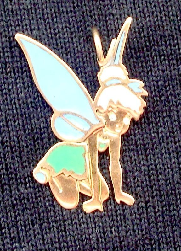 Beautiful 14K Gold Enamel Tinkerbell Pendant Magical Fine Jewelry ...