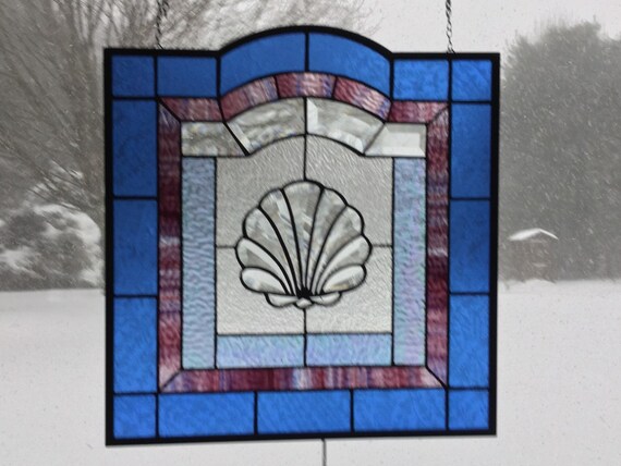 Colwyn Bay blue Beveled seashell cluster by TreasuresOfLight