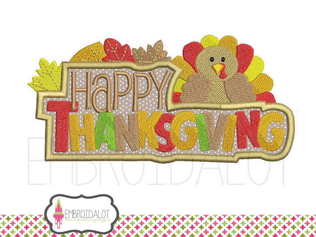 Thanksgiving machine embroidery design. Happy