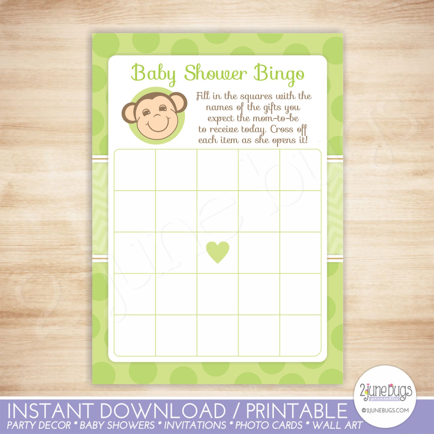 Monkey Baby Shower Bingo Cards Monkey Baby Boy Shower Game