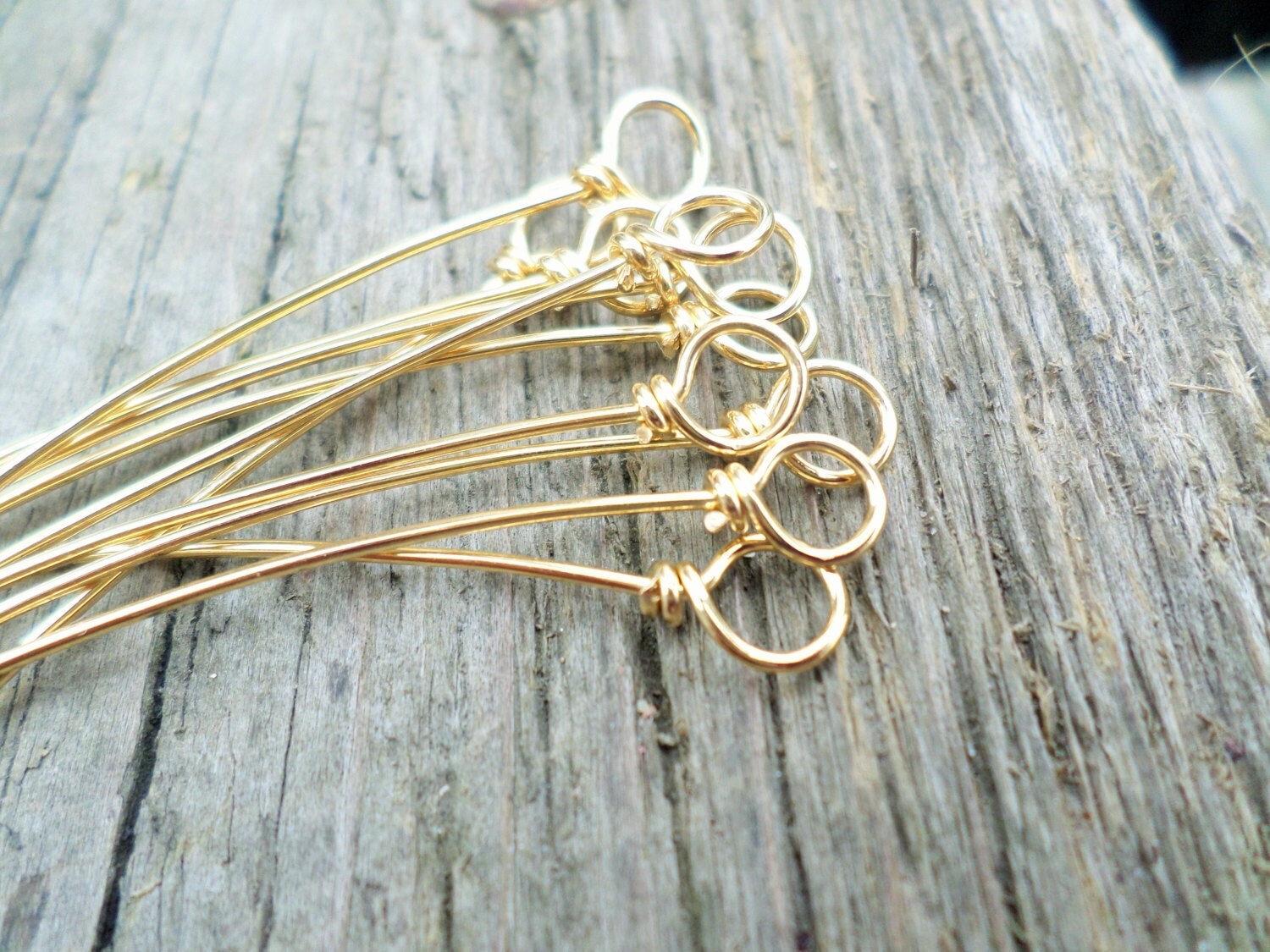 Wrapped Loop Eye pins Sterling Silver Copper Oxidized Copper