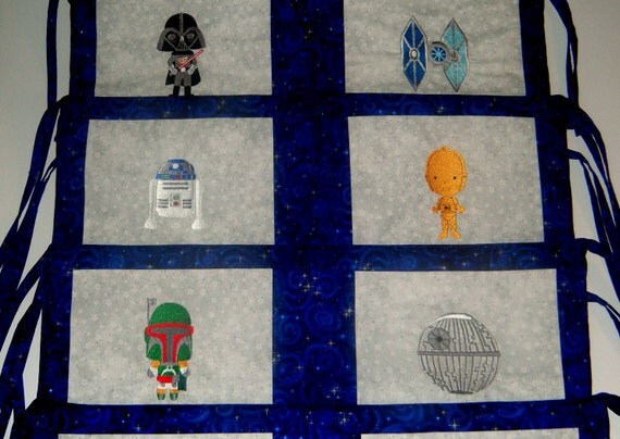 Custom Embroidered Star Wars Baby Quilt/Blanket 2 sizes 9