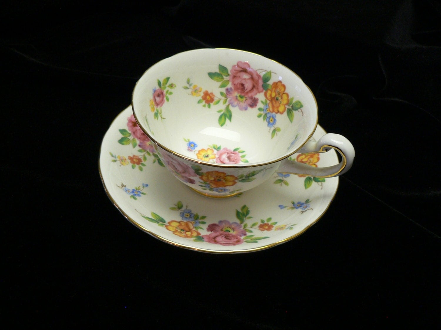 Royal Chelsea English Bone China Floral Cup and Saucer