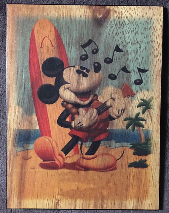 Aloha Mickey Mouse and Ukulele Disneyland Art