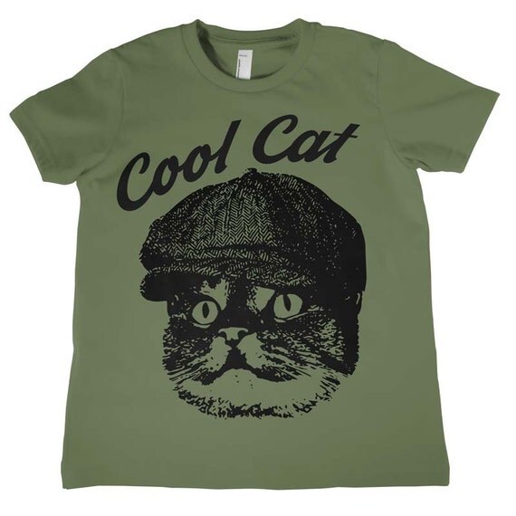 Kids Cool Cat T-Shirt Boys Girls Birthday Shirt by lastearth