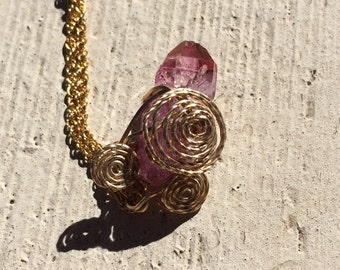 Items similar to Raspberry Quartz Earrings Wrapped in Sterling Silver ...