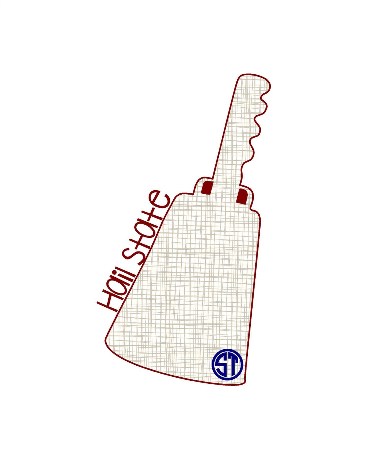 Hail State Cowbell Mississippi State Bulldogs MSU Applique