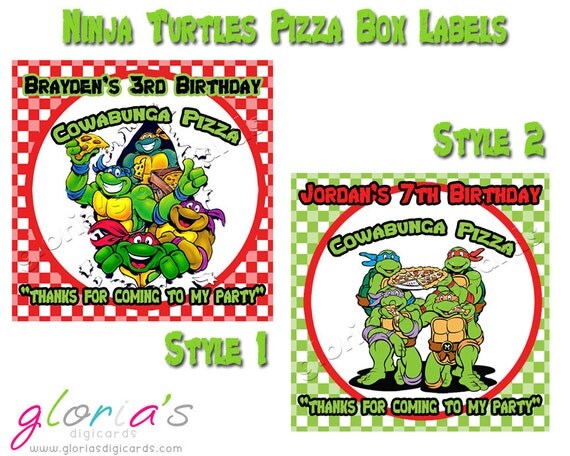 Teenage Mutant Ninja Turtles Pizza Box Label Personalized
