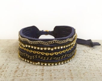 Denim cuff bracelet | Etsy