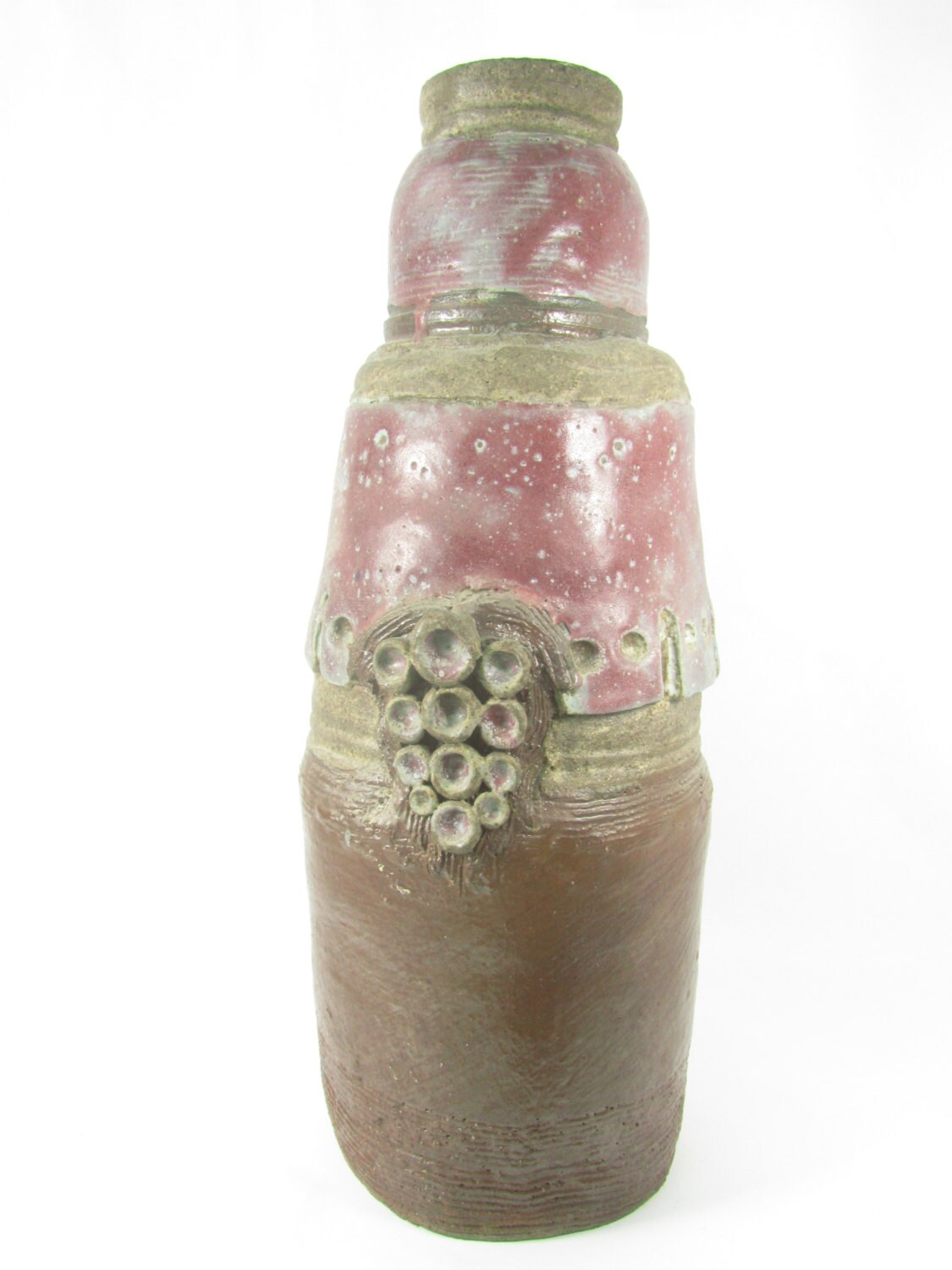 Antique wine bottle crock pottery bottle grape