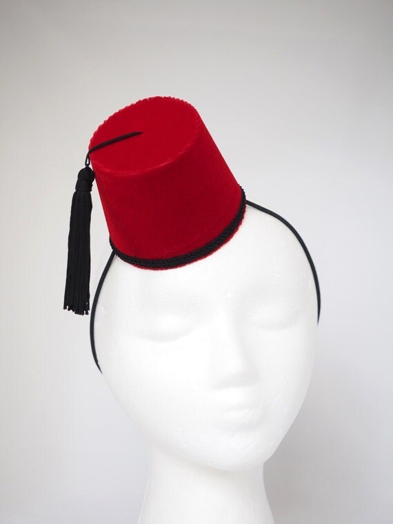 Velvet Fez Hat Red Mini Fez Hat Tassel Hat Dr Who Fez Hat