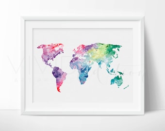Watercolor map | Etsy