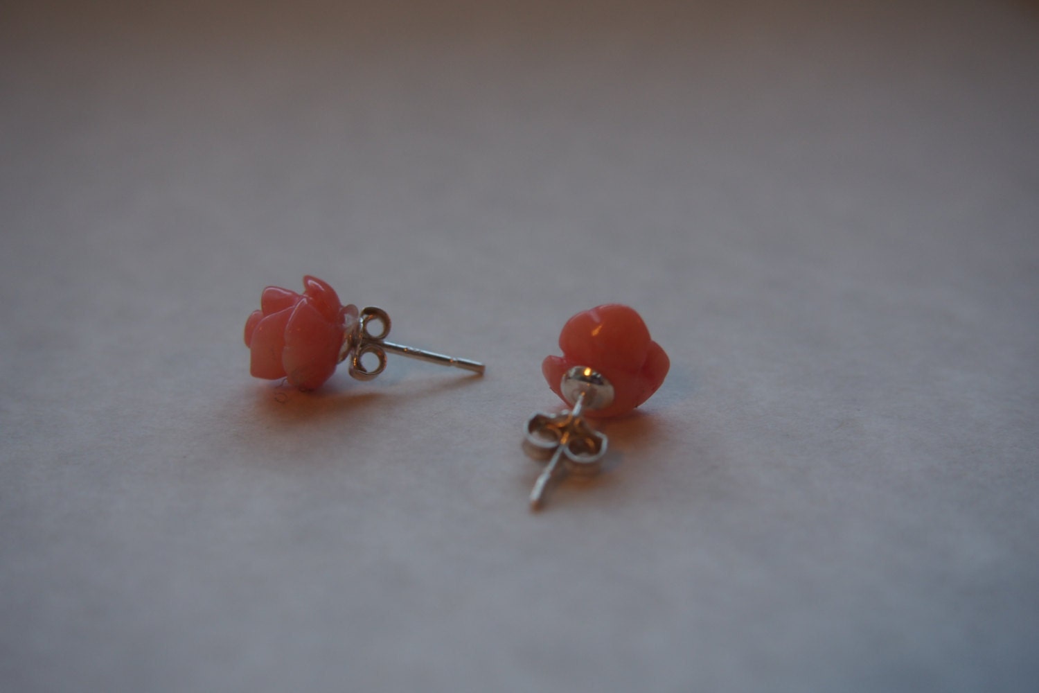 Coral Flower Stud Earrings Genuine Coral Earrings Large Stud